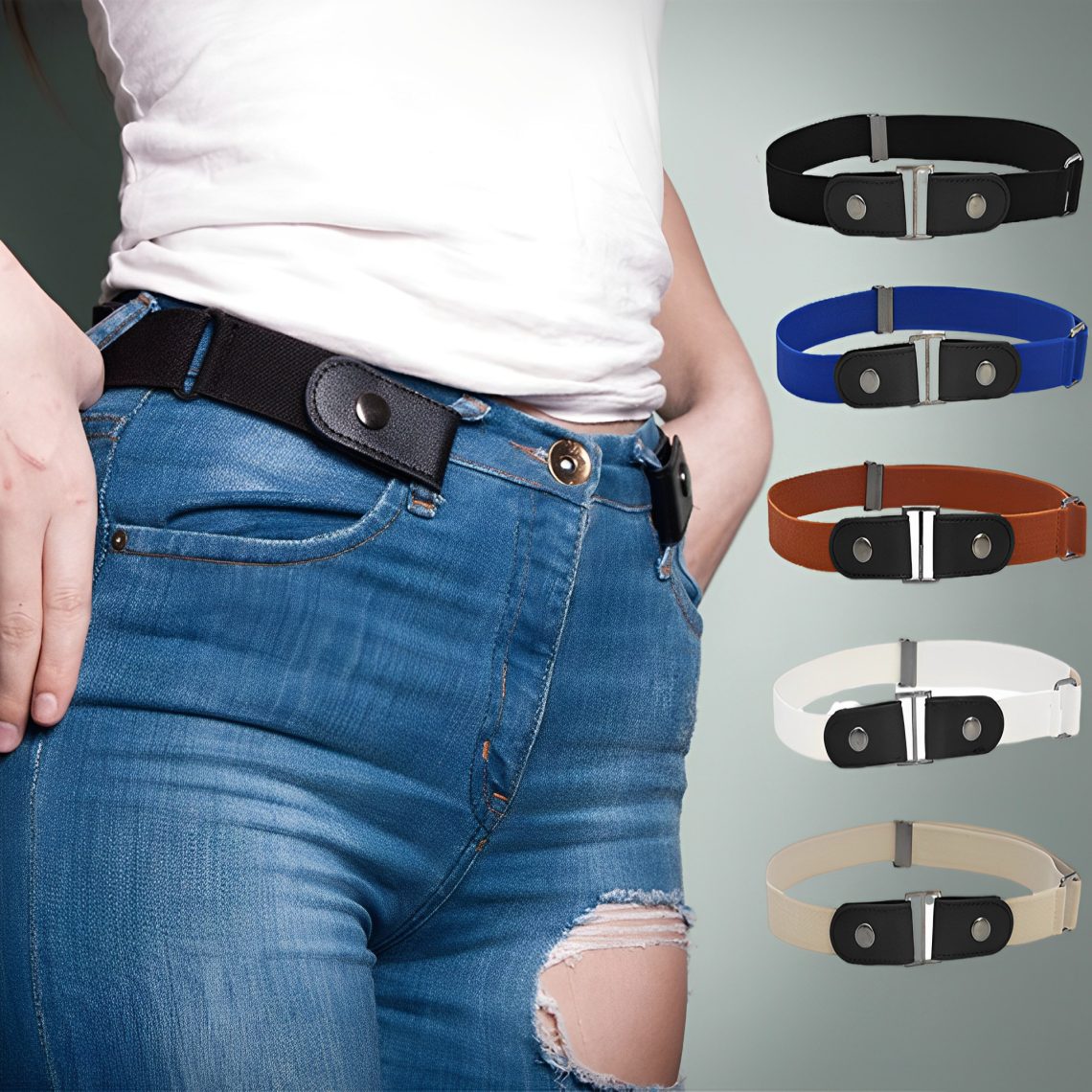 Buckle-free Invisible Elastic Waist Belts | Adjustable No-Bulge Belt ...