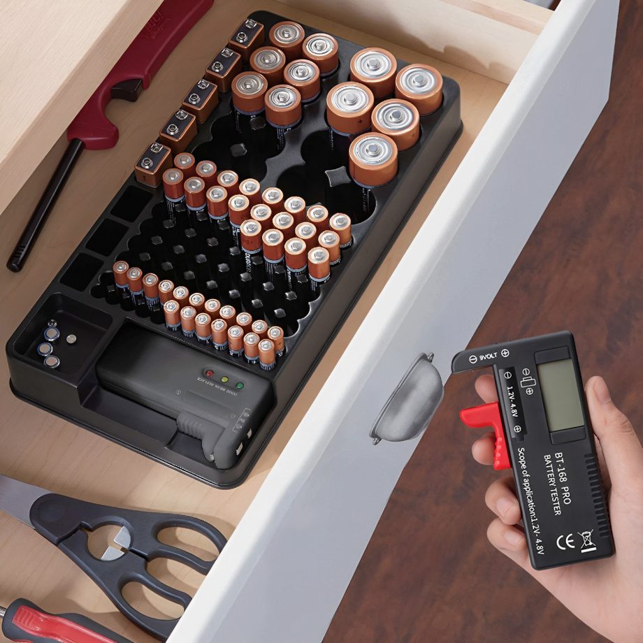 Battery Storage Organizer with Tester | Best Battery Organizer ...
