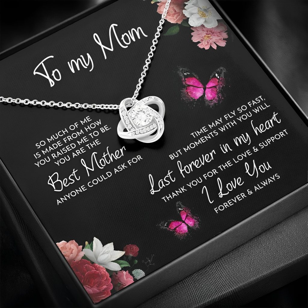 To My Mom Time May Fly Love Knot Necklace - USAMERICA